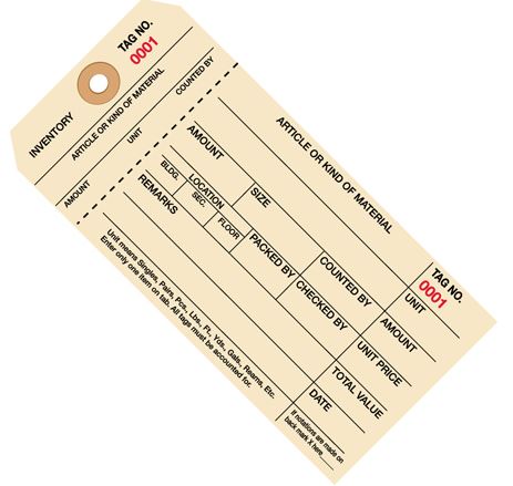 Stub Style 1 Part Carbonless Inventory Tags – Boxes 4 U