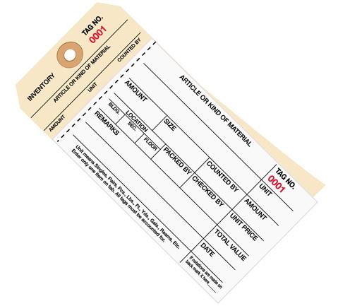 Stub Style 2 Part Carbonless Inventory Tags Stub Style Inventory Tags ...
